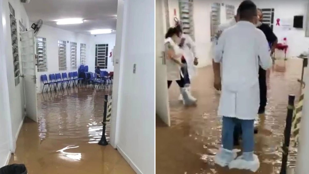 UBS em Jundiaí fica alagada após chuva forte e atendimento nesta terça