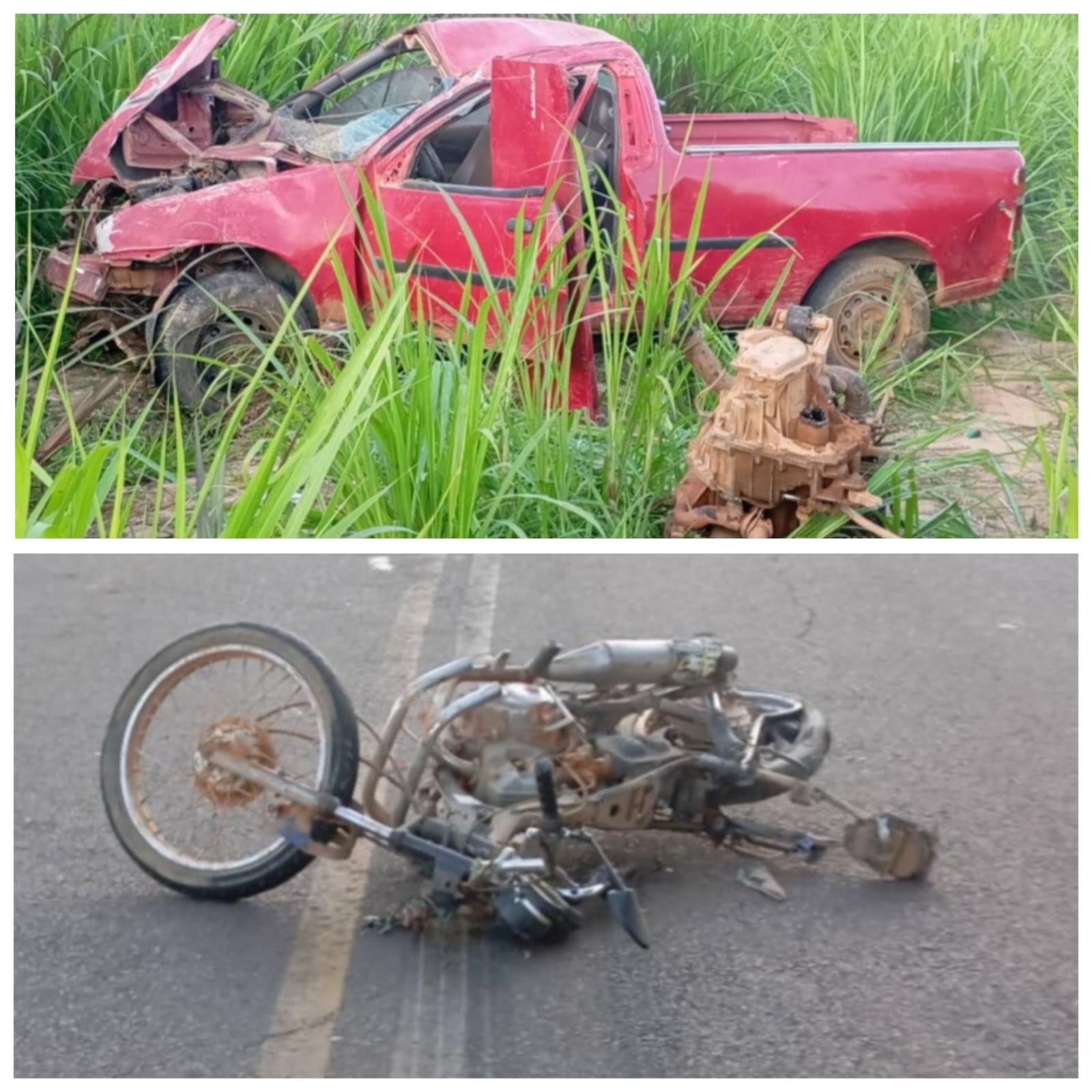 Dois homens morrem em acidente entre caminhonete e motocicleta na LMG-623
