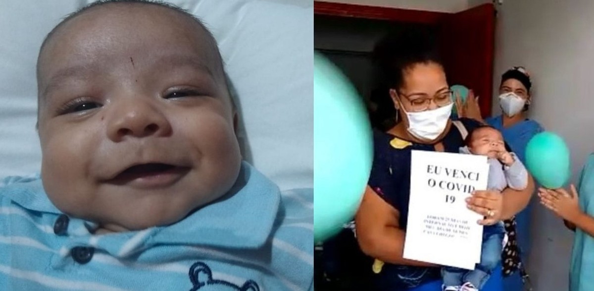 Bebê que teve alta após 25 dias internado com Covid completa três meses ...