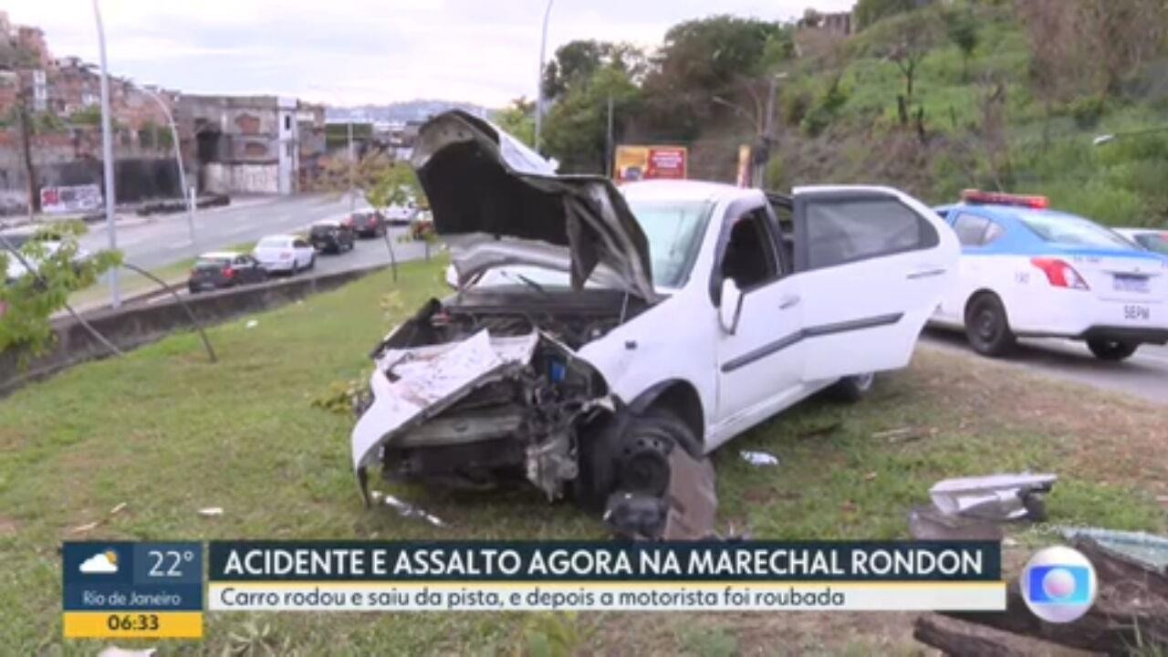 Família é assaltada após bater de carro em poste na Zona Norte do Rio