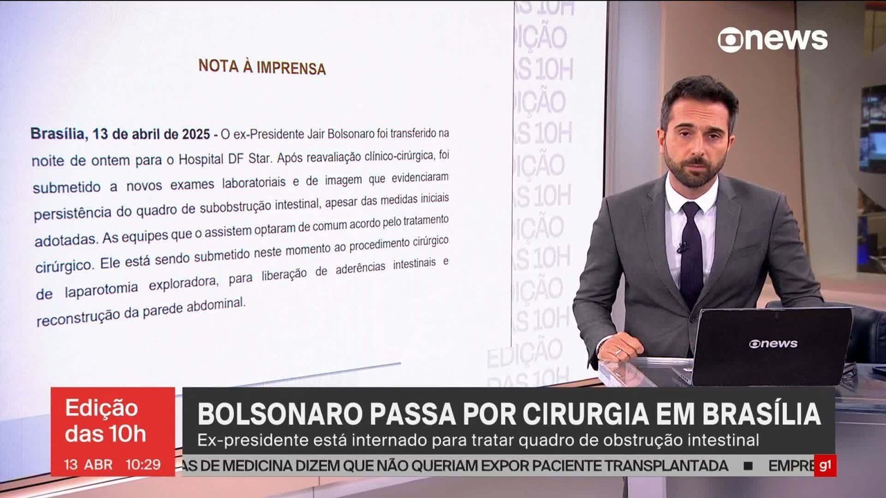 Bolsonaro passa por cirurgia para desobstruir intestino e reconstruir ...