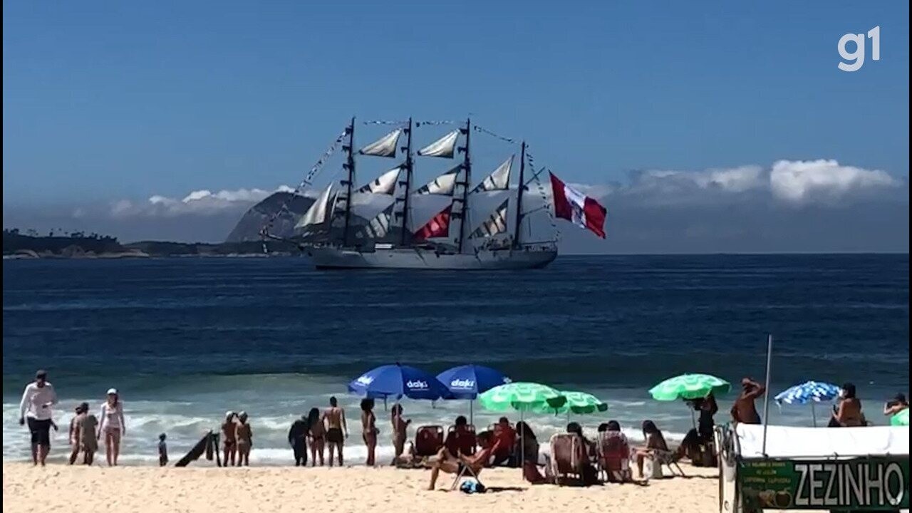 Veleiros gigantes desfilam pela orla do Rio e surpreendem banhistas ...