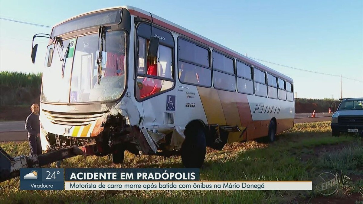 Motorista de carro morre após veículo bater em ônibus na Rodovia Mário Donegá em Pradópolis, SP ...