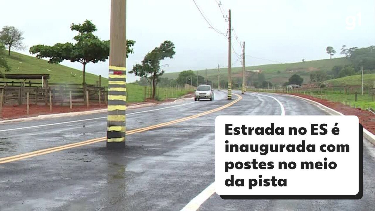 Estrada no ES é inaugurada com postes no meio da pista | Espírito Santo ...