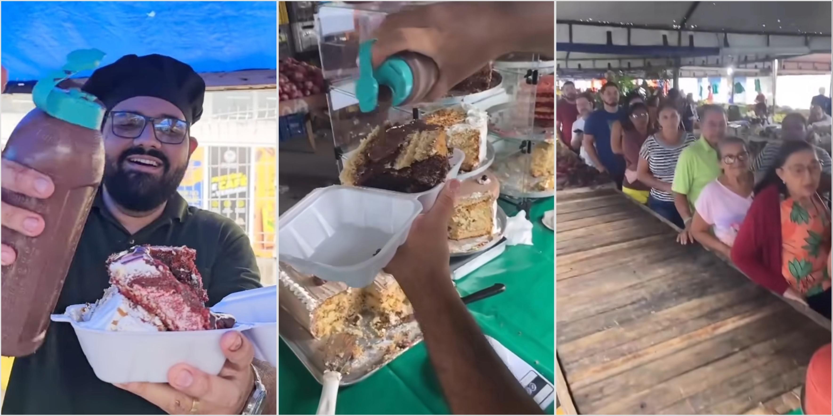 'Não é fatia, é tora': confeiteiro viraliza com novo formato de vender ...