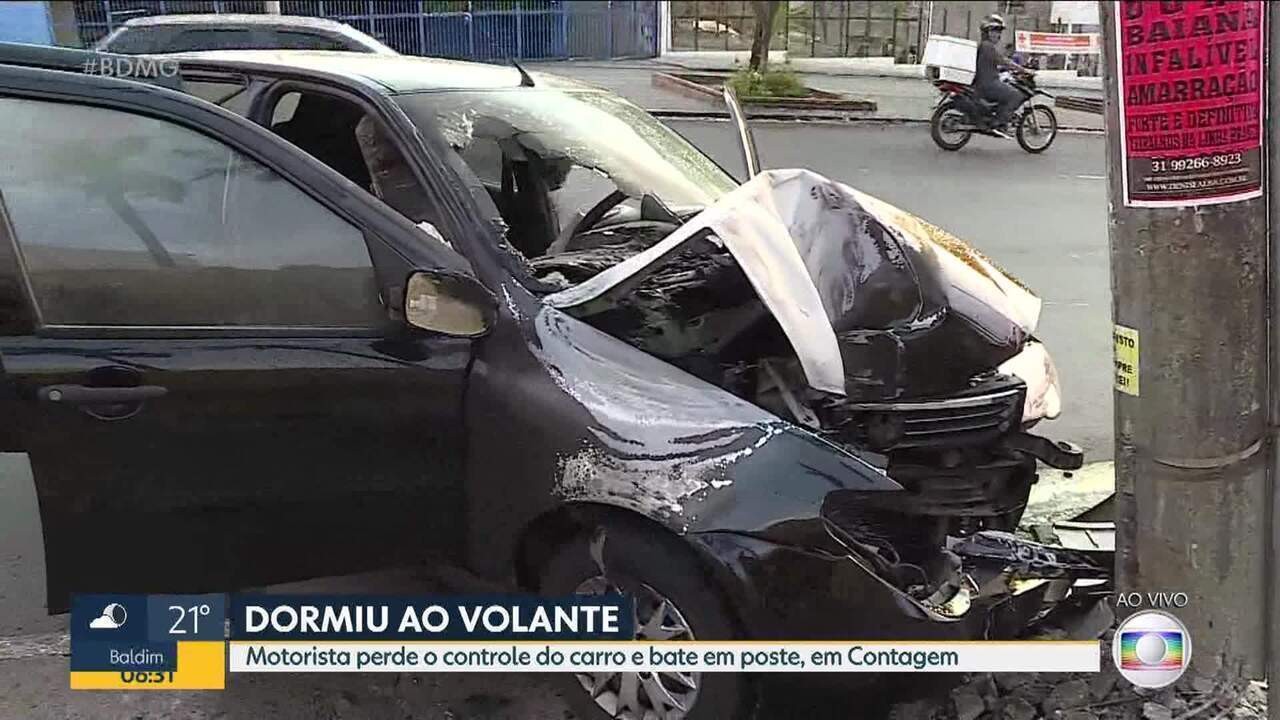 Motorista de app dorme ao volante e bate carro em poste em Contagem, na Grande BH | Minas Gerais ...