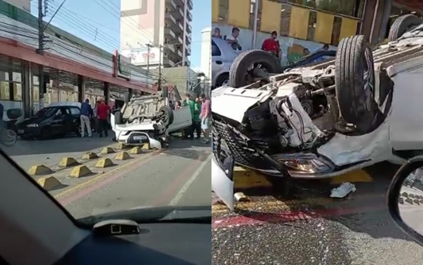 Motorista perde controle, bate em carro e capota na Avenida Vicente Simões, em Pouso Alegre, MG ...