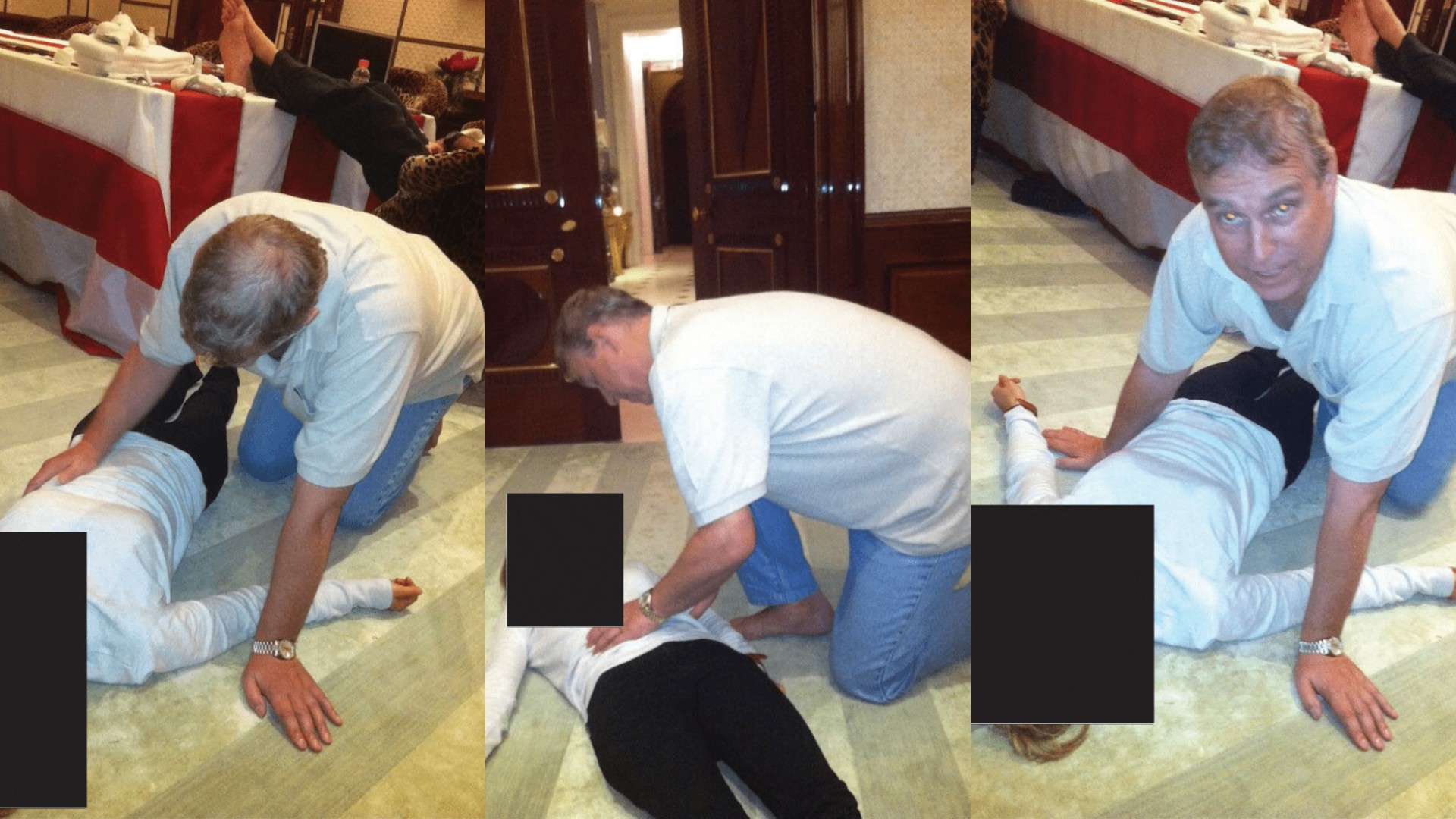 Arquivos de Epstein mostram príncipe Andrew ajoelhado com mulher | G1