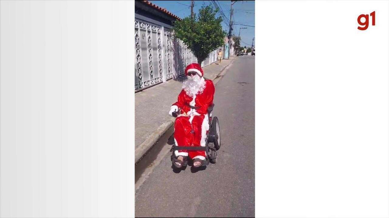 Morador que ficou tetraplégico após ser baleado se veste de Papai Noel ...