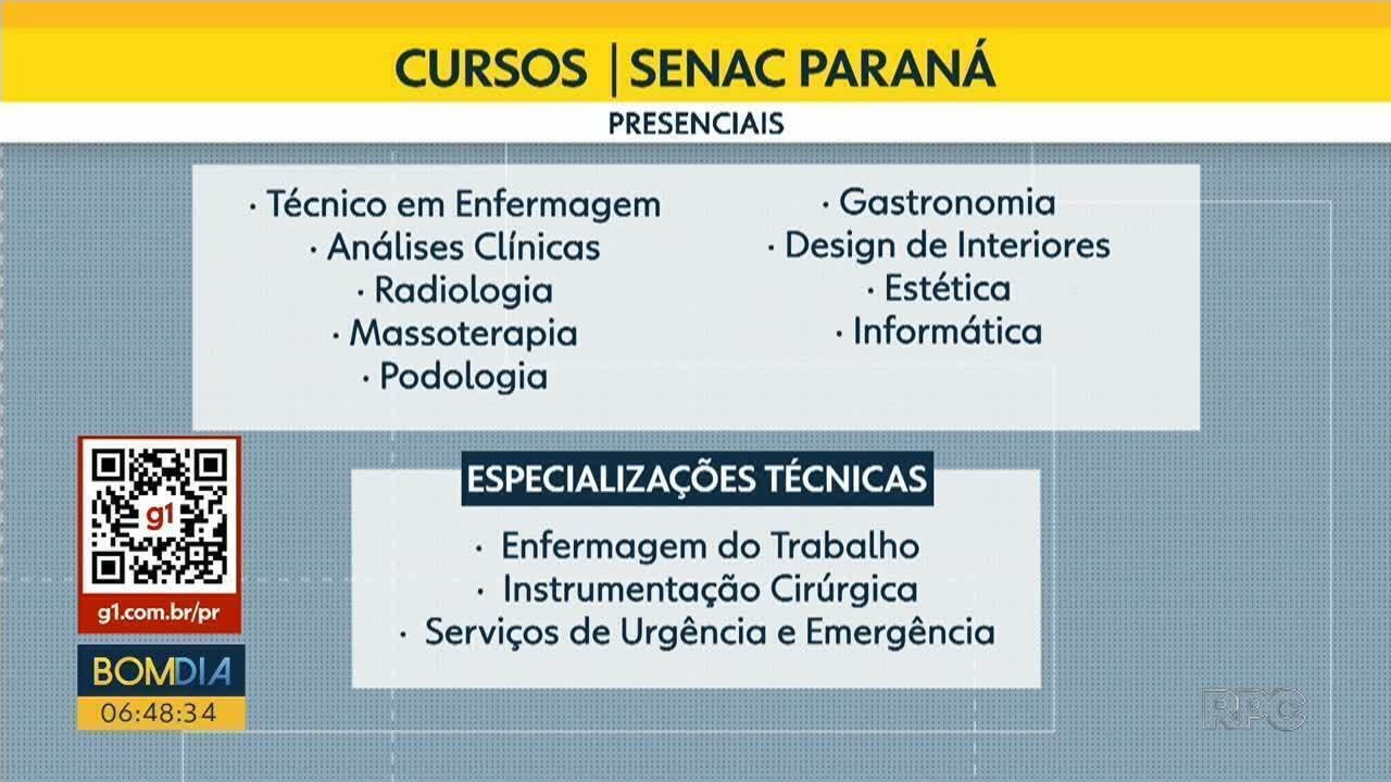 Senac tem 276 vagas gratuitas em cursos técnicos no Paraná; veja como ...