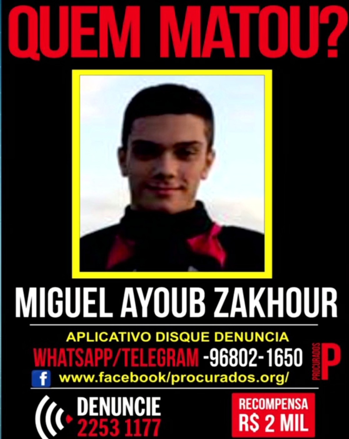 Disque Denúncia Oferece R 2 Mil Por Informações De Assassinos De Jovem
