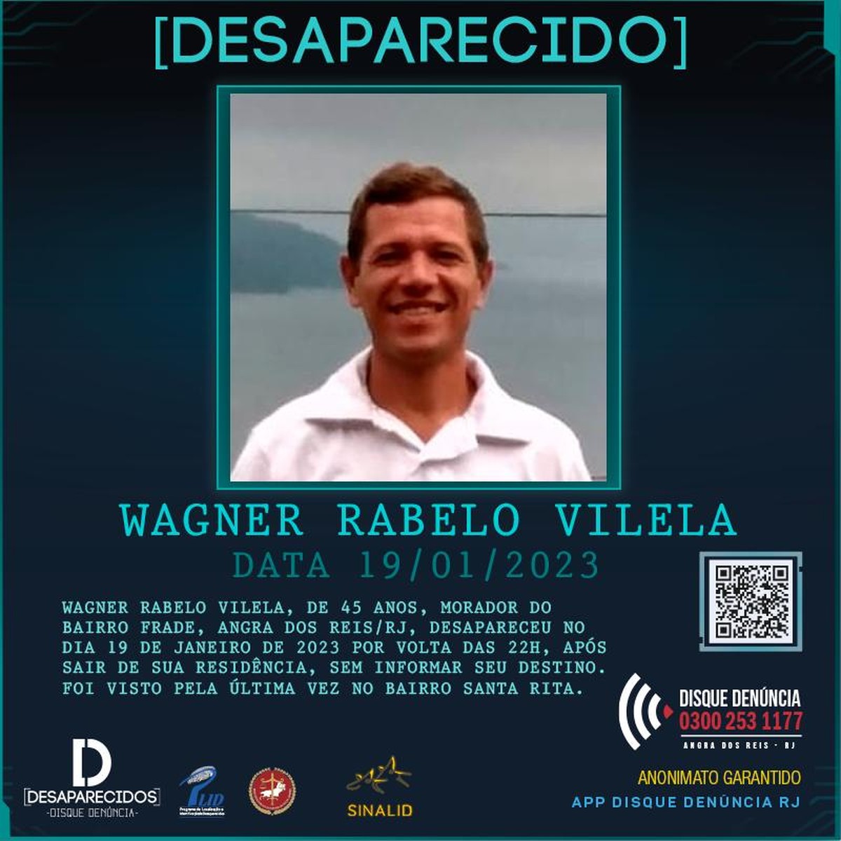 Disque Denúncia divulga cartaz de homem desaparecido em Angra dos Reis | Sul do Rio e Costa ...