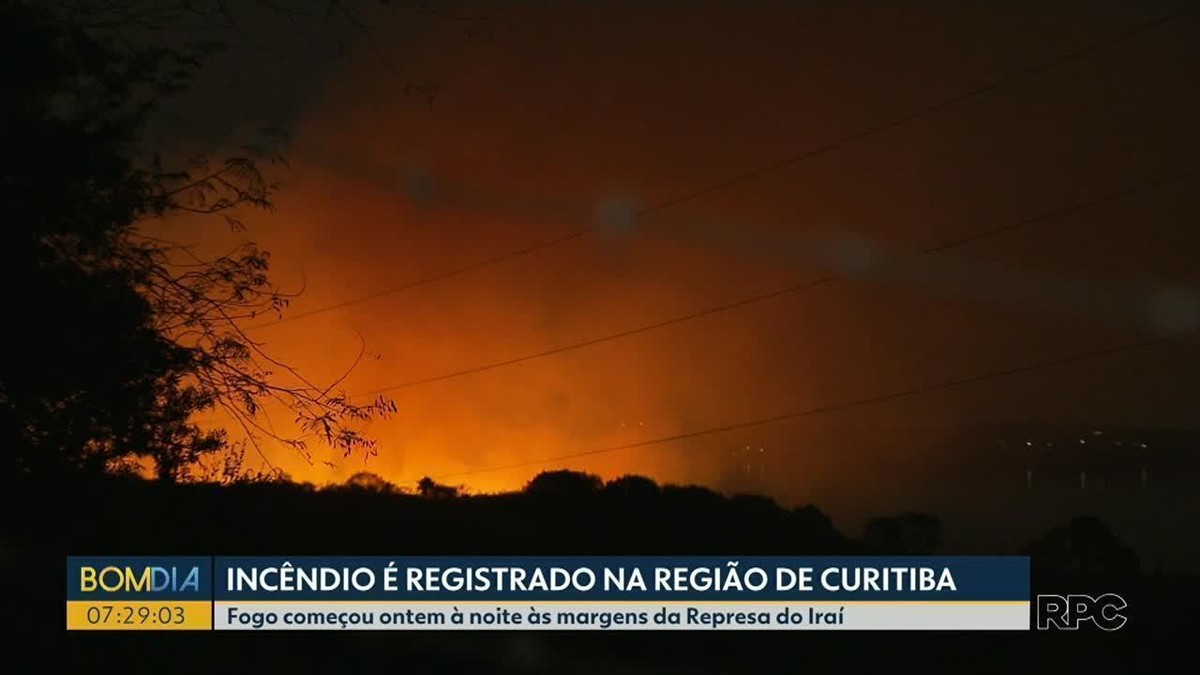 Incêndio atinge margens da Represa do Iraí, na região de Curitiba ...