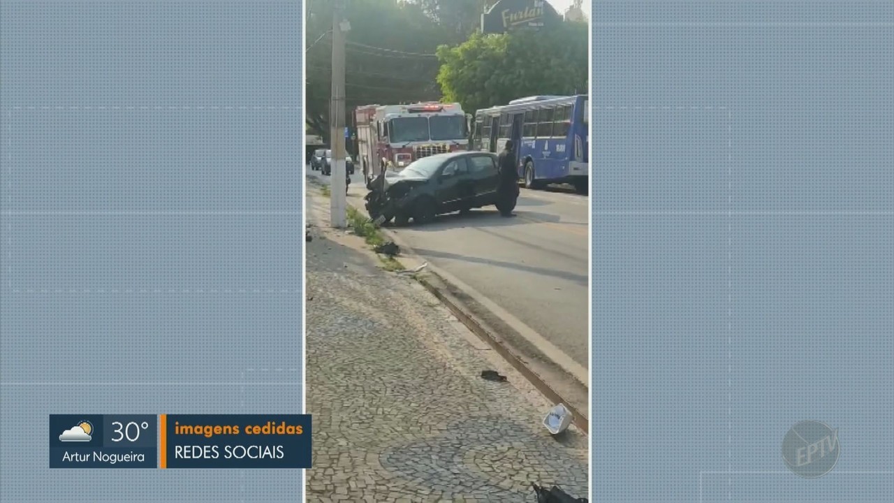 Duas pessoas ficam feridas e carro tem capô destruído após batida ...