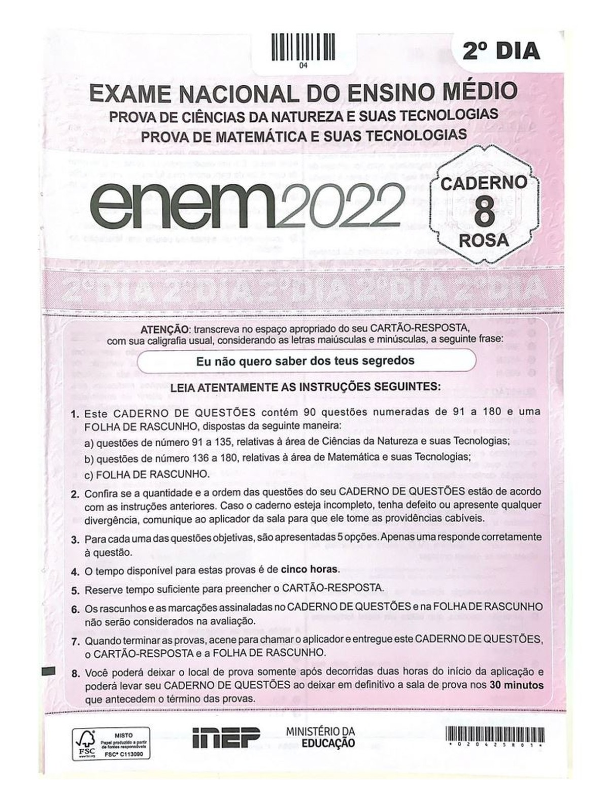 Questões do Enem 2022 - 2º dia: veja o caderno com a prova de ...