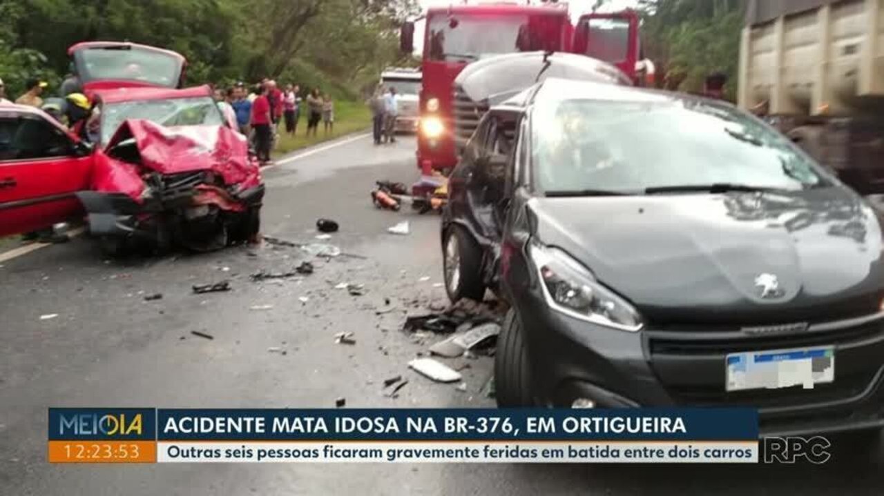 Idosa morre e mais 6 pessoas ficam gravemente feridas em acidente entre 2 carros na BR-376, em ...