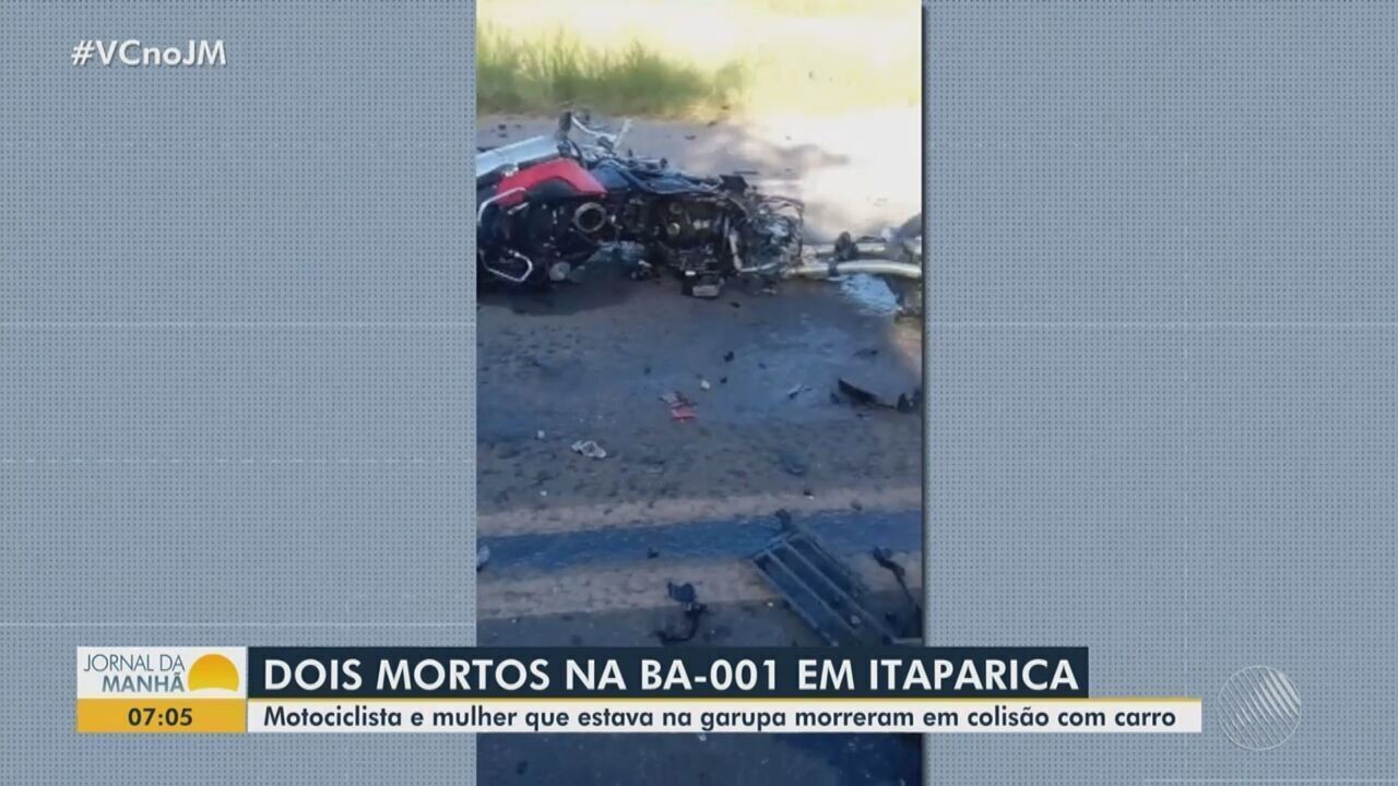 Batida entre carro e moto deixa duas pessoas mortas e uma ferida em Itaparica | Bahia | G1