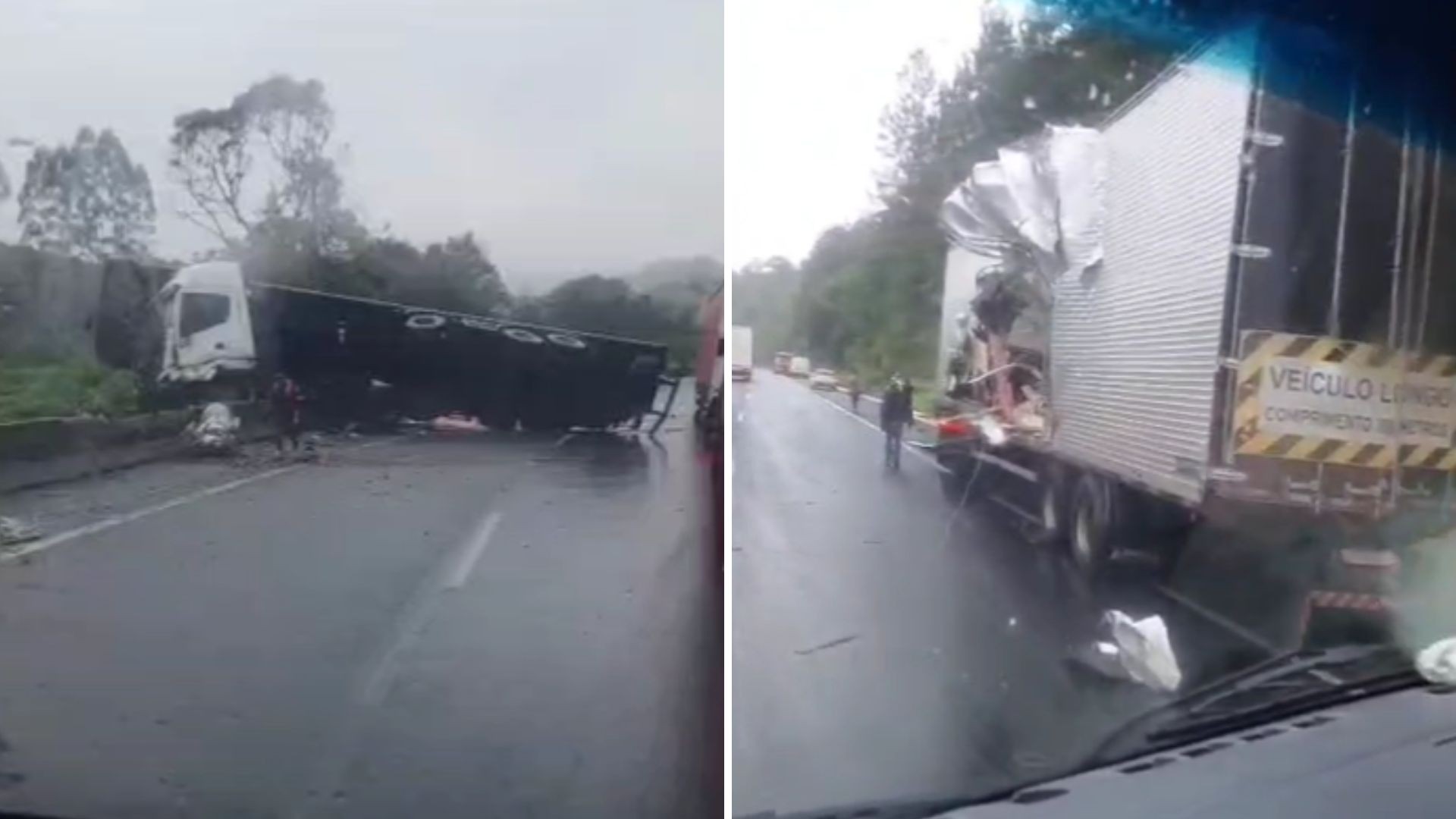 Motorista fica ferido após colisão entre três carretas na rodovia Régis Bittencourt, SP