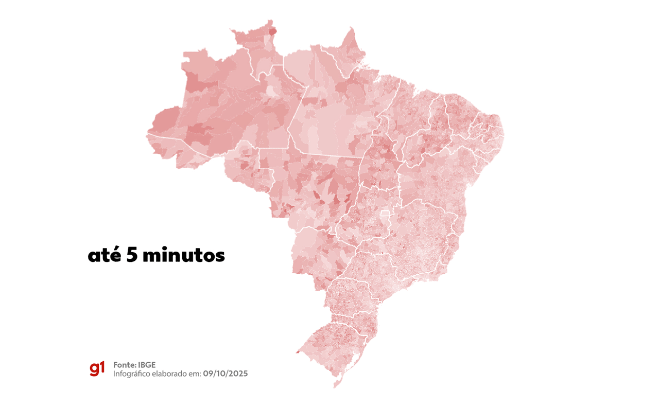 MAPA: Veja quanto tempo se leva para chegar ao trabalho na sua cidade | G1