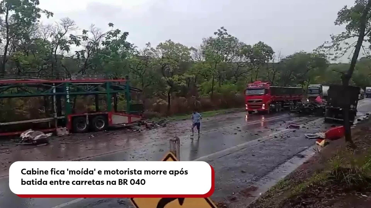 Cabine fica 'moída' e motorista morre após batida entre carretas na BR-040; vídeo | Triângulo ...