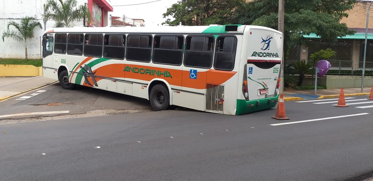 Ônibus fica enroscado em valeta ao desviar de trânsito no Parque do ...
