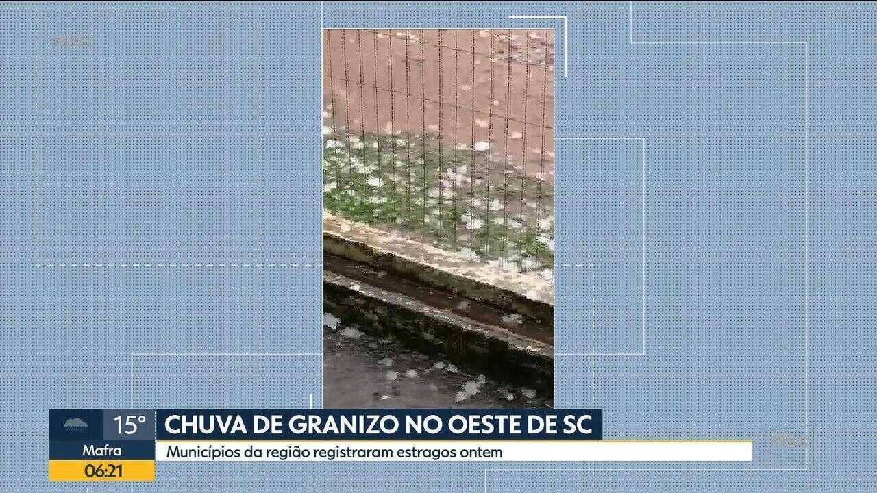 Queda de granizo e chuva causam estragos no Oeste de SC | Santa ...