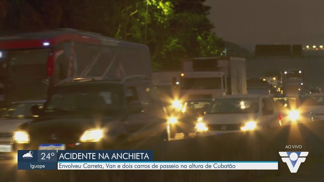 Engavetamento envolvendo quatro veículos deixa feridos na Rodovia Anchieta em Cubatão, SP ...