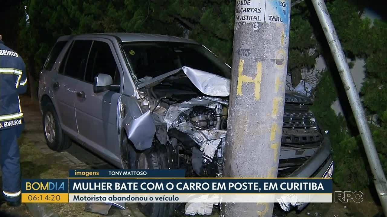 Motorista bate carro contra poste e abandona veículo, em Curitiba | Paraná | G1