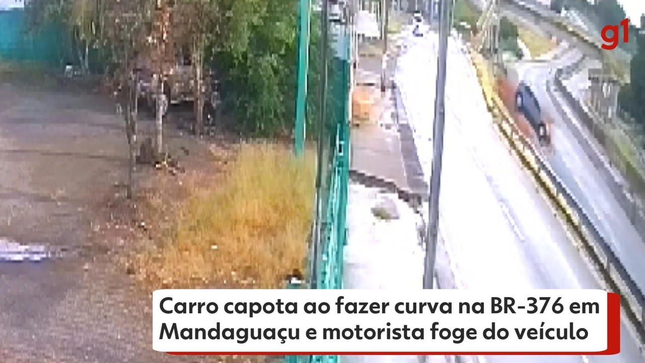 VÍDEO: Carro 'voa' ao tentar fazer curva e capota em rodovia do Paraná | G1