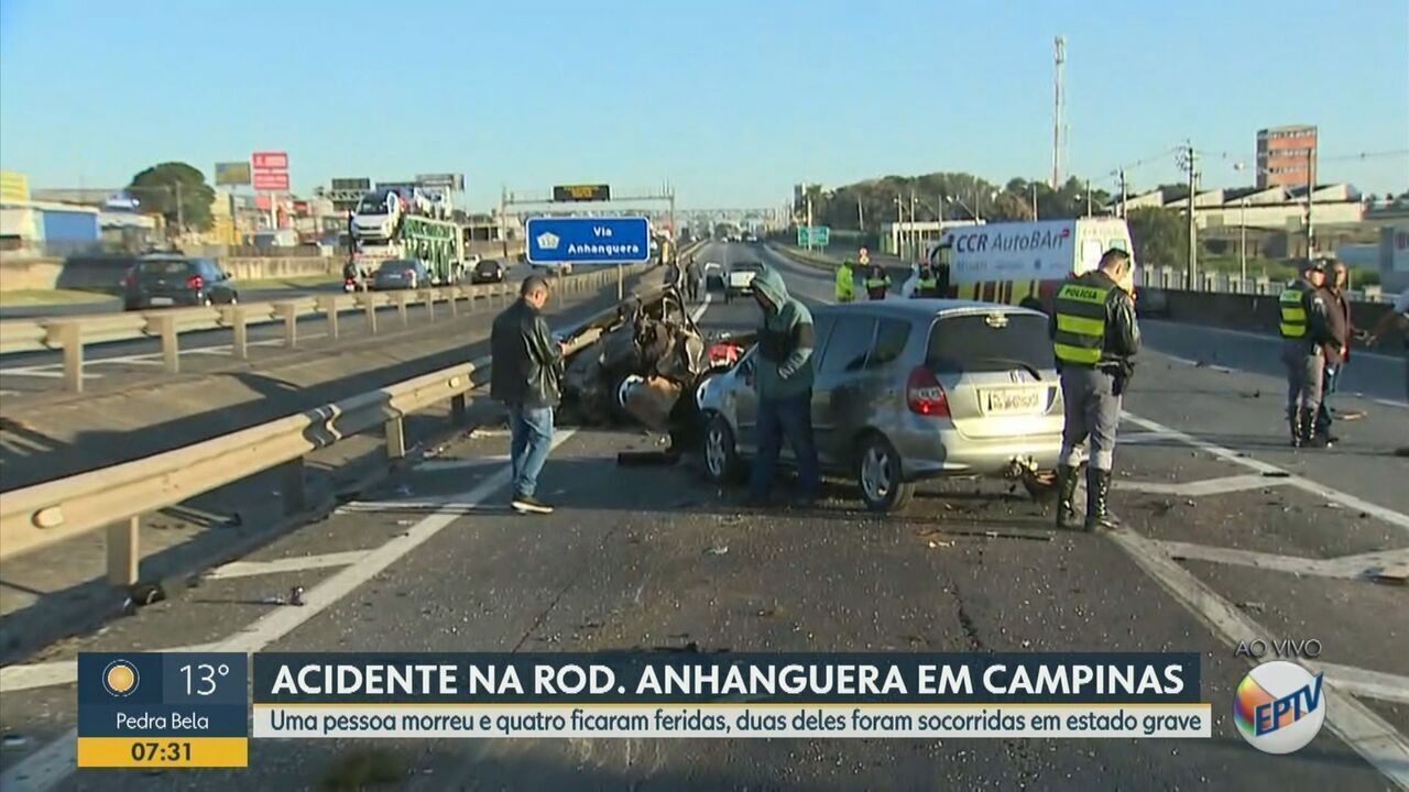 Colisão entre dois carros e moto mata uma pessoa e deixa 4 feridos na Rodovia Anhanguera, em ...