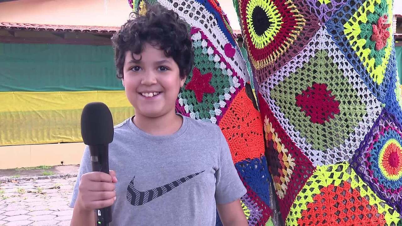 Árvore de Natal decorada com crochê vira atração em Brasília | G1