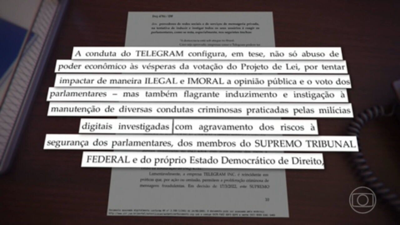 Telegram cumpre ordem do STF e apaga mensagem que atacava PL das Fake News | Tecnologia | G1