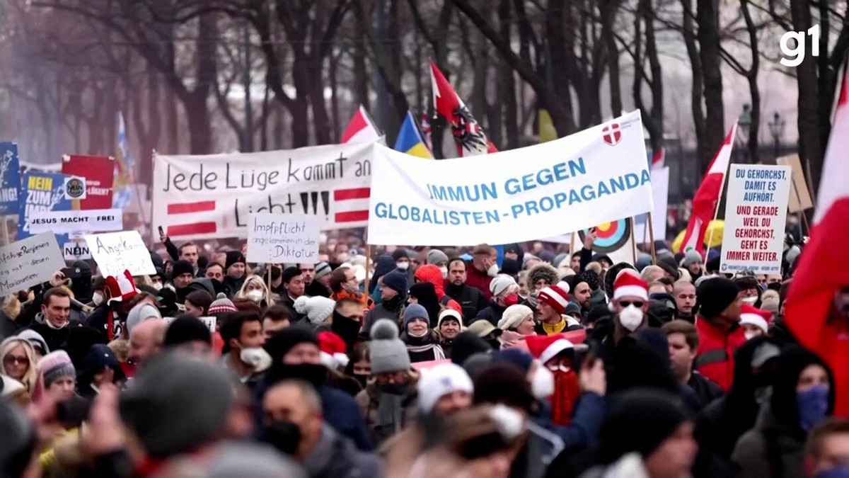 Áustria volta a ter protestos contra a vacinação obrigatória | Mundo | G1