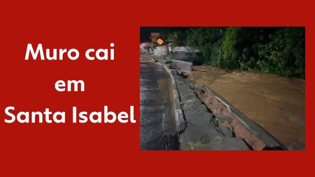 Chuva intensa derruba muro que margeia córrego em Santa Isabel; VÍDEO ...