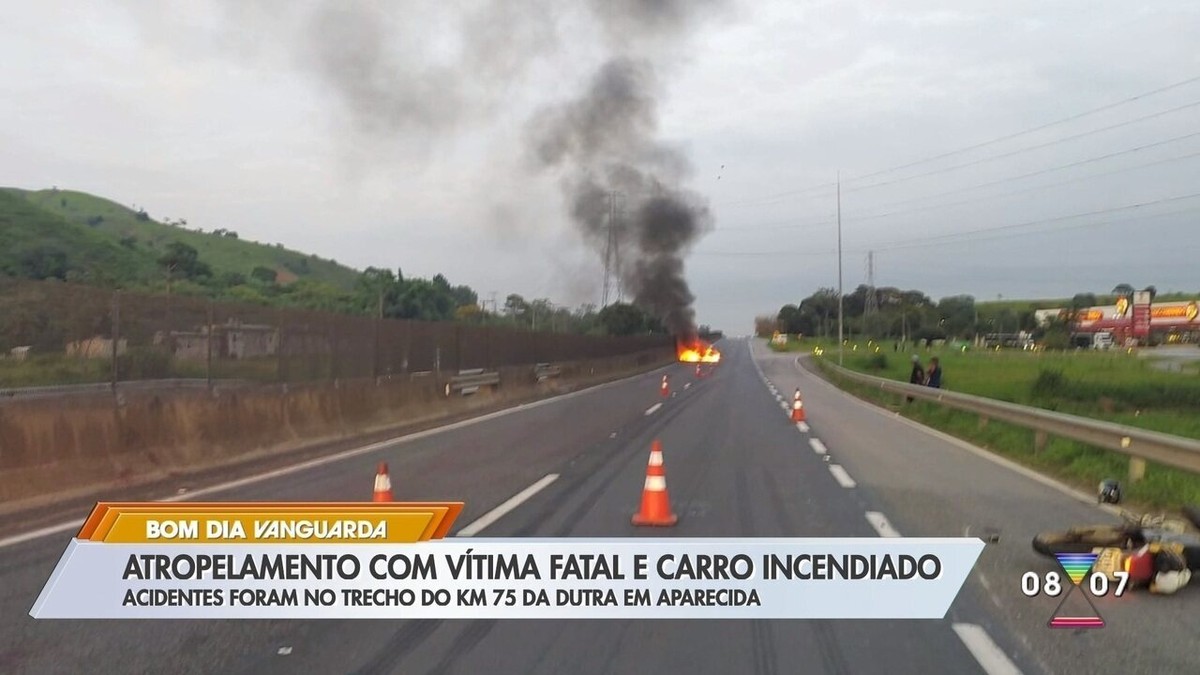 Pedestre morre atropelado por moto e carros na Dutra em Aparecida, SP | Vale do Paraíba e Região ...