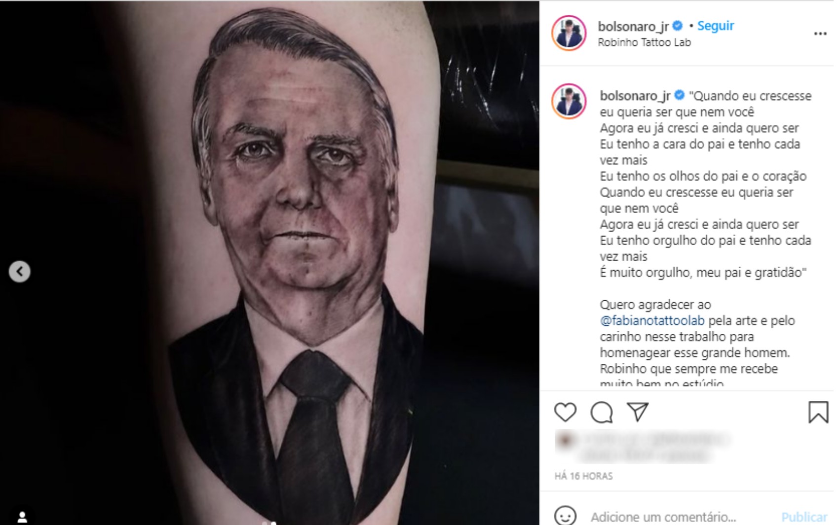 Jair Renan tatua rosto de Bolsonaro no braço em Goiânia | G1
