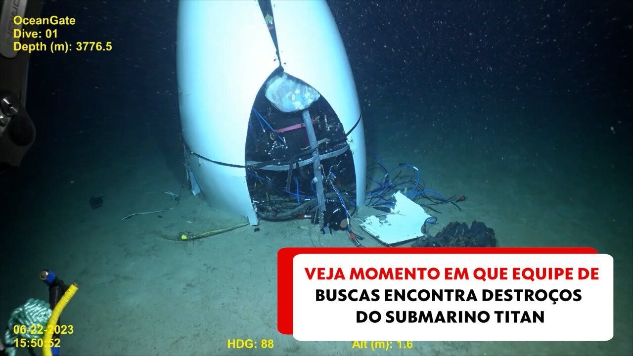 Imagem inédita mostra submarino Titan no fundo do oceano após implosão ...