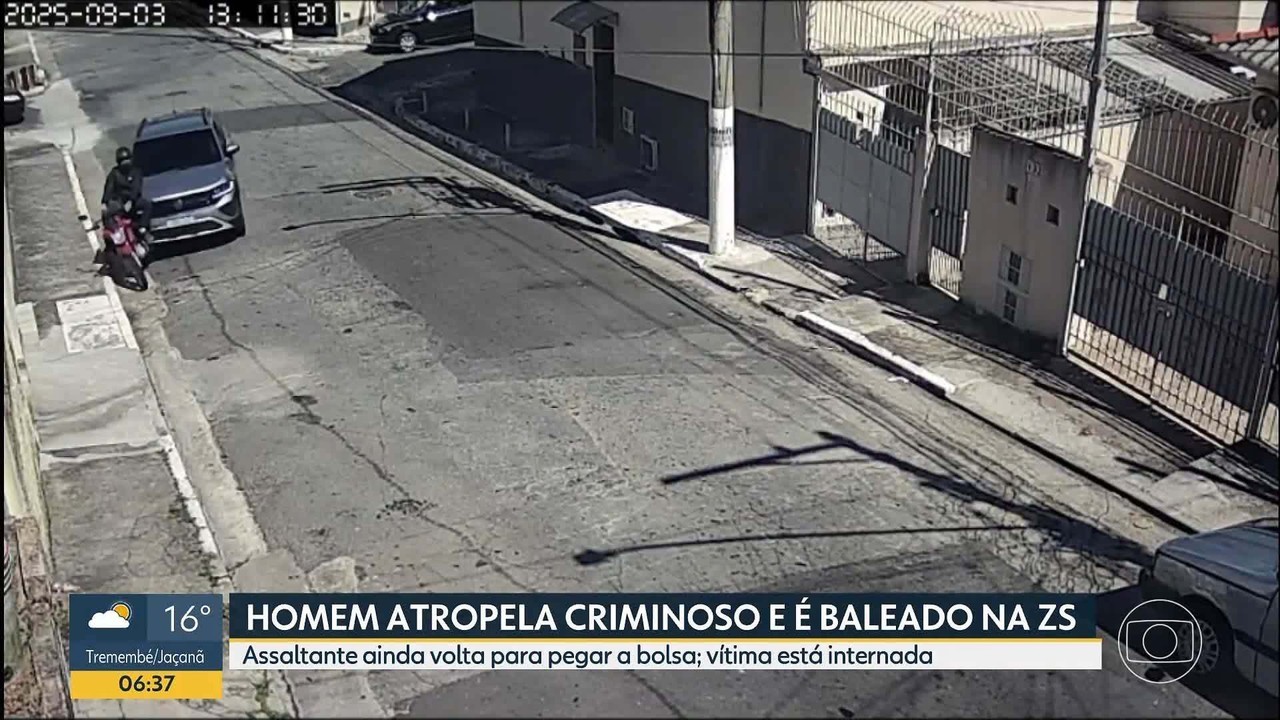 Vídeo: motorista atropela motociclista que o roubou, mas depois é baleado por ladrão em SP