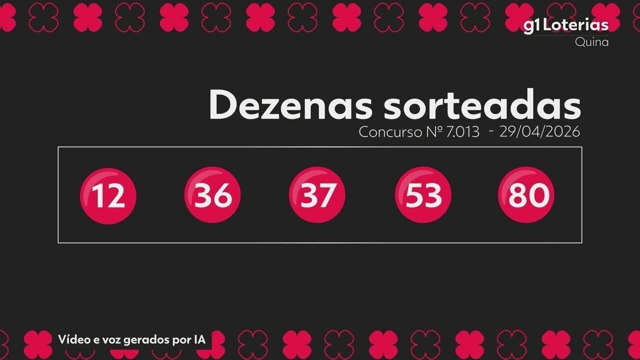 Quina hoje: resultado do concurso 7013 e números sorteados | G1