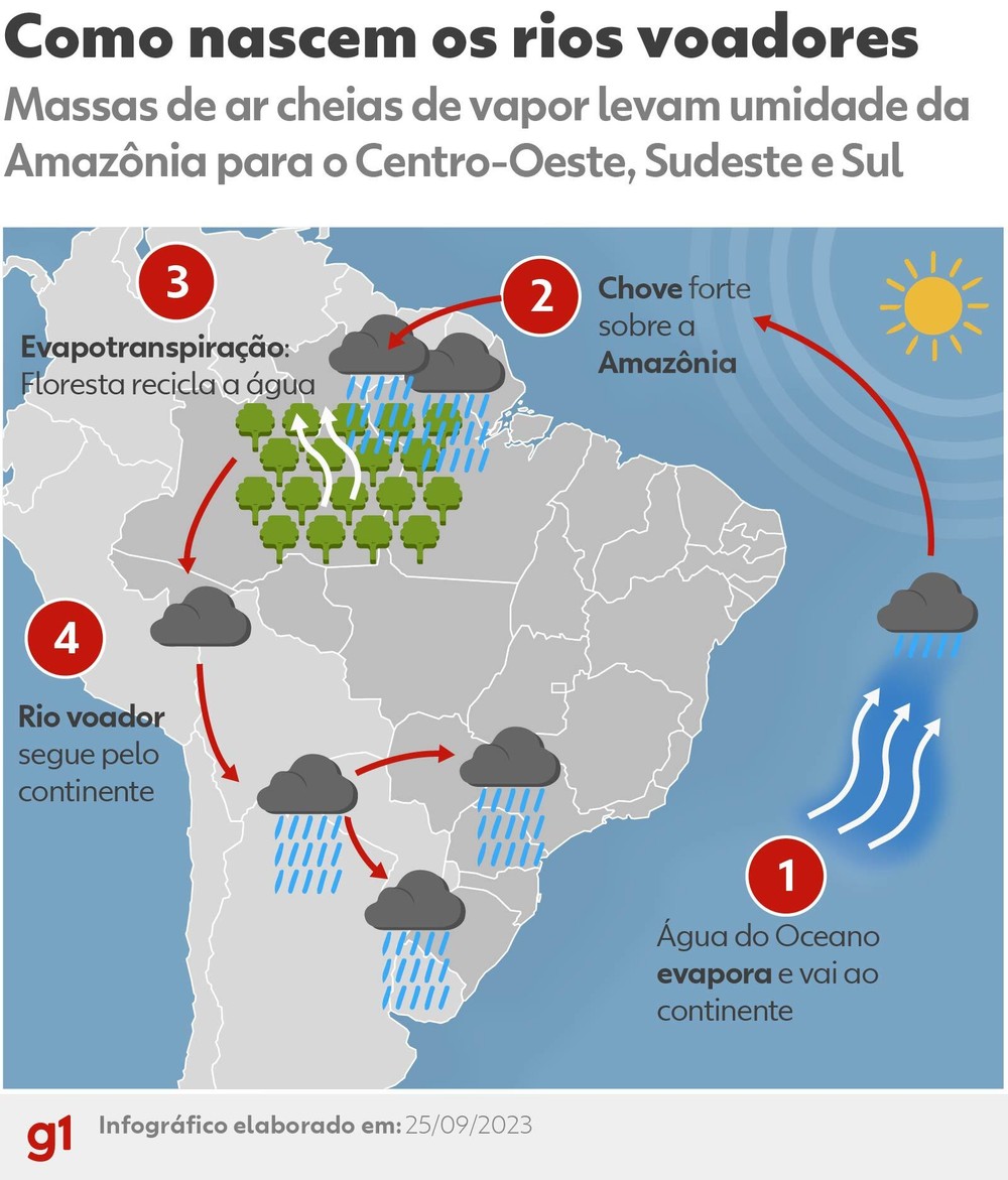O que são os 'rios voadores' e como eles fornecem chuva para o Brasil e ...