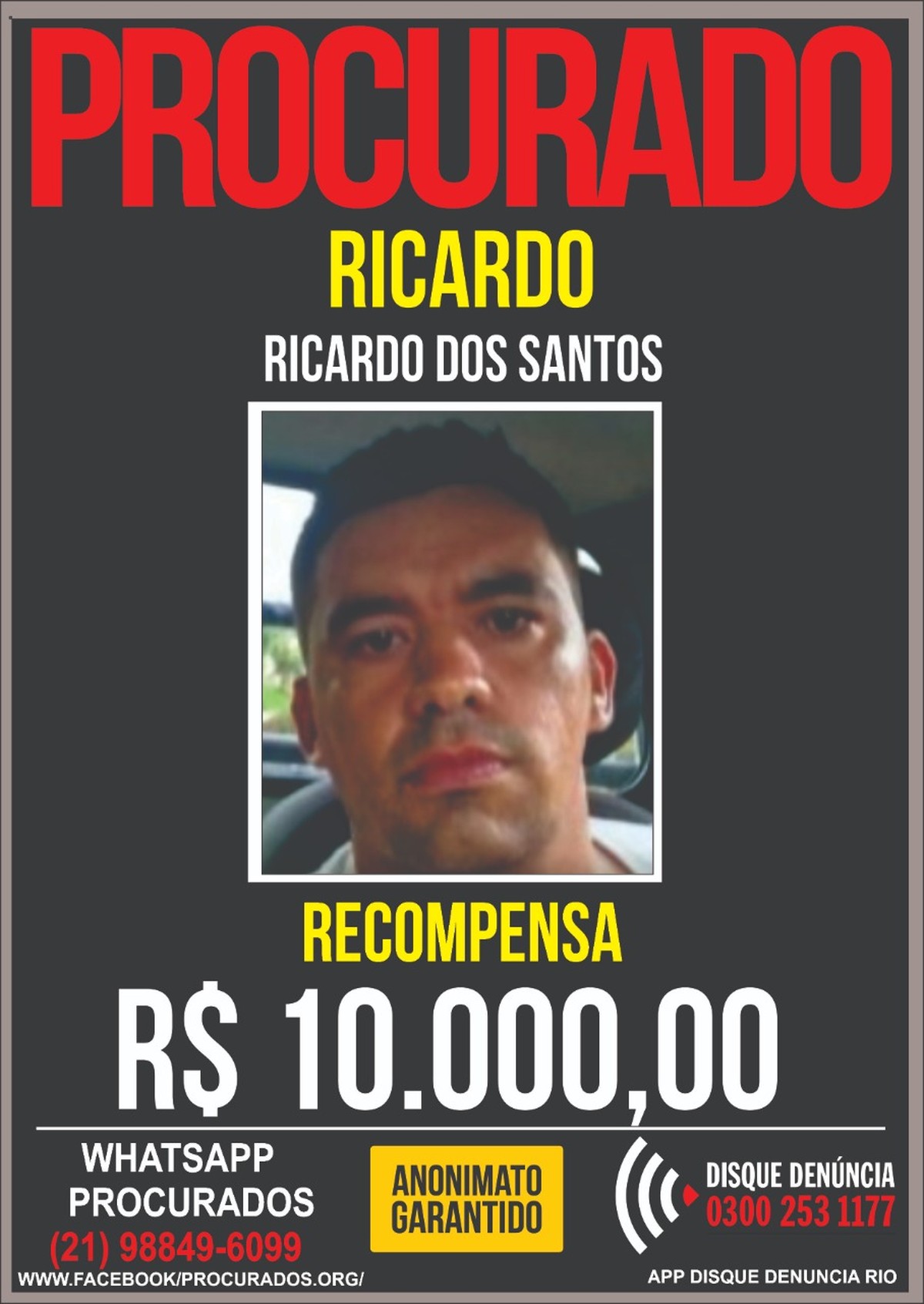 Disque Denúncia Divulga Cartaz Para Localizar Suspeito De Assassinar