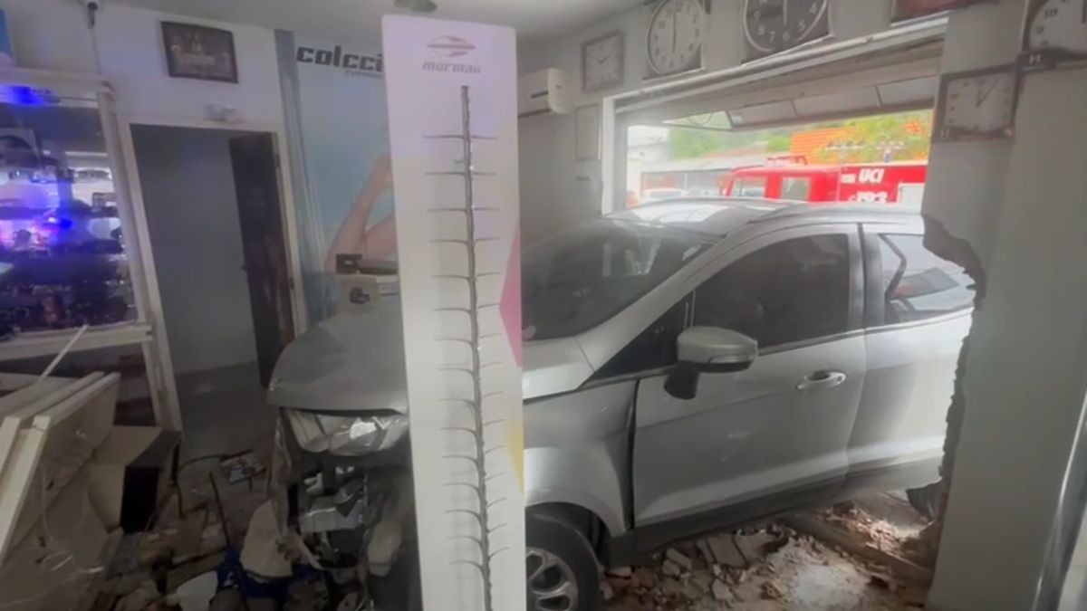 Mulher bate em árvore ao dar ré, se assusta e acelera contra ótica em ...