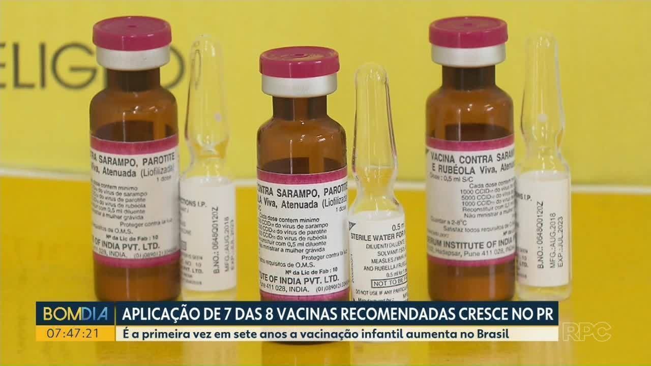 Aplicação de 7 das 8 vacinas recomendadas para crianças com um ano ...