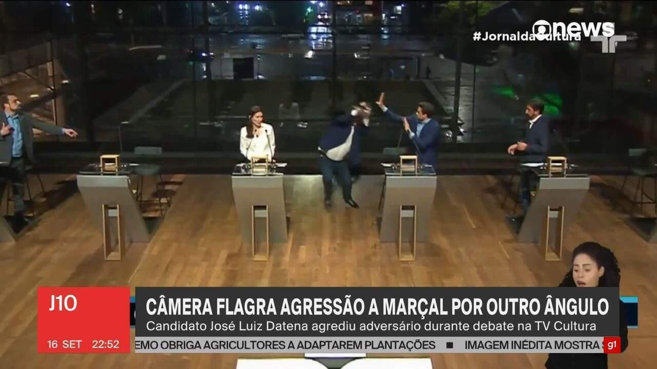 Novo vídeo mostra que Datena arremessa cadeira em Marçal e ameaça pegar ...