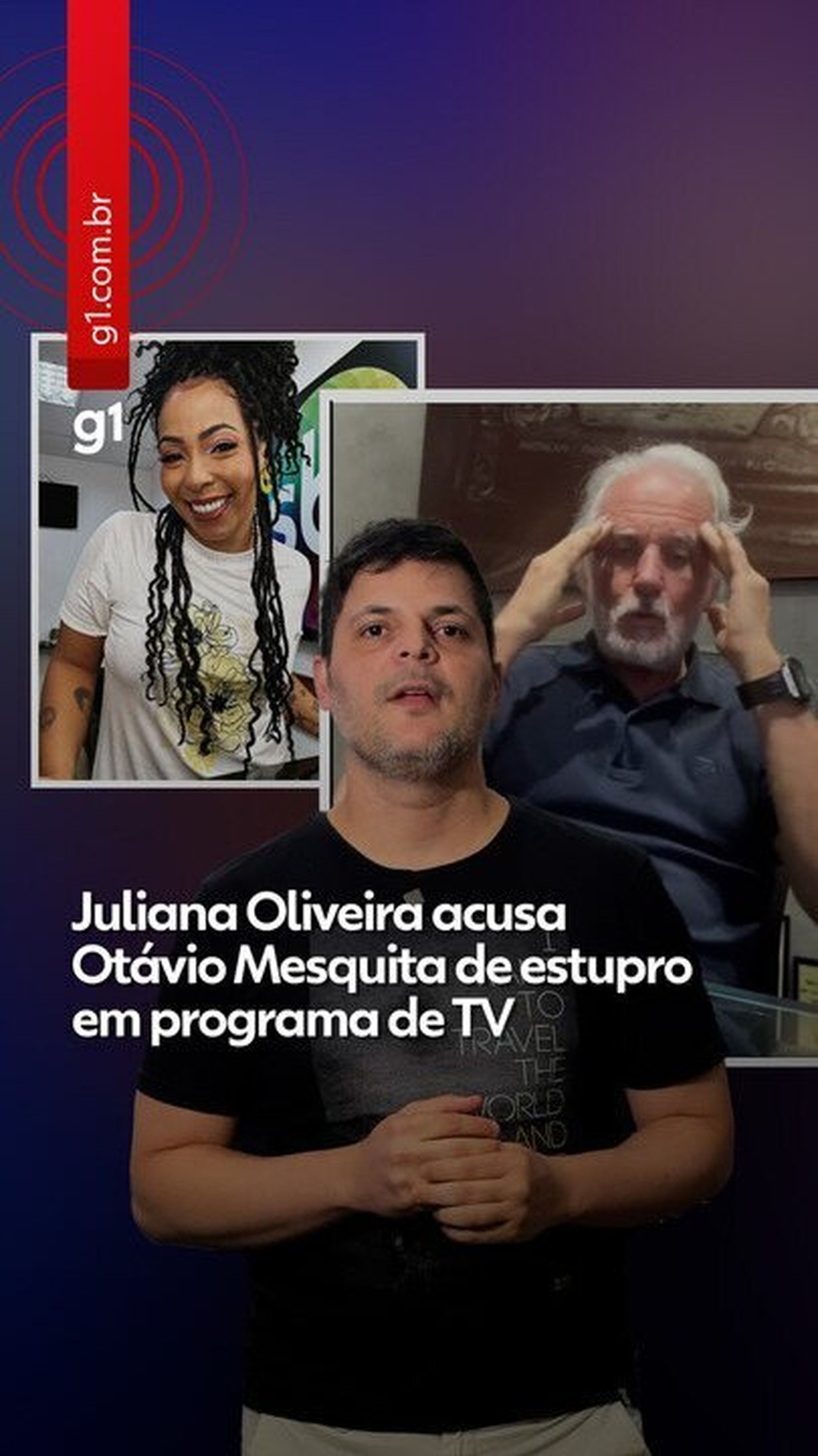 Comediante Juliana Oliveira acusa apresentador Otávio Mesquita de estupro durante programa de TV