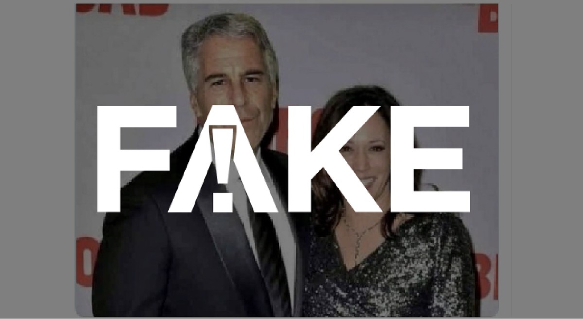 É #FAKE que Kamala Harris posou para foto ao lado de Jeffrey Epstein ...