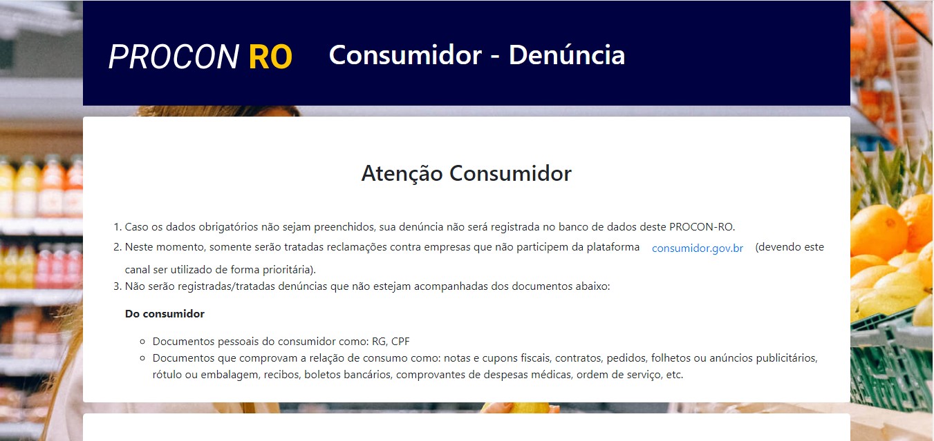 Plataforma online é disponibilizada pelo Procon-RO para denúncias e ...