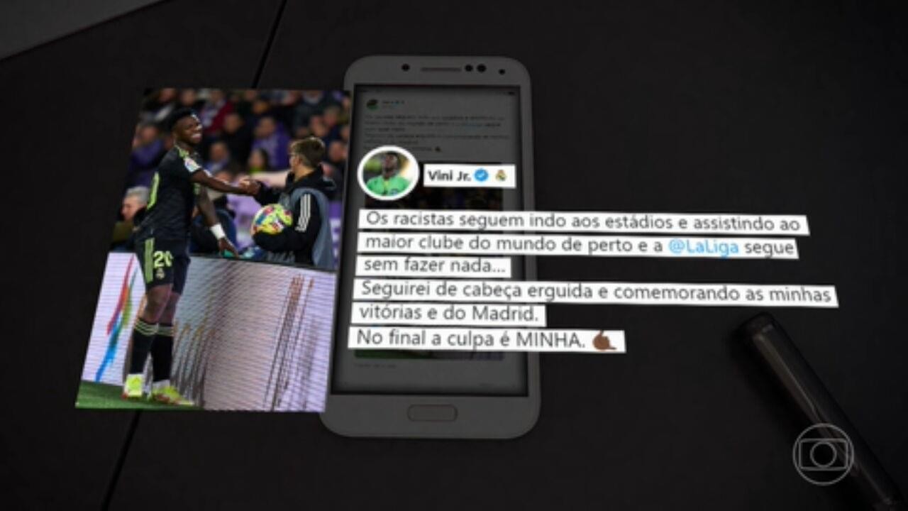 Boneco com camisa de Vinícius Jr. aparece 'enforcado' em ponte em Madri ...