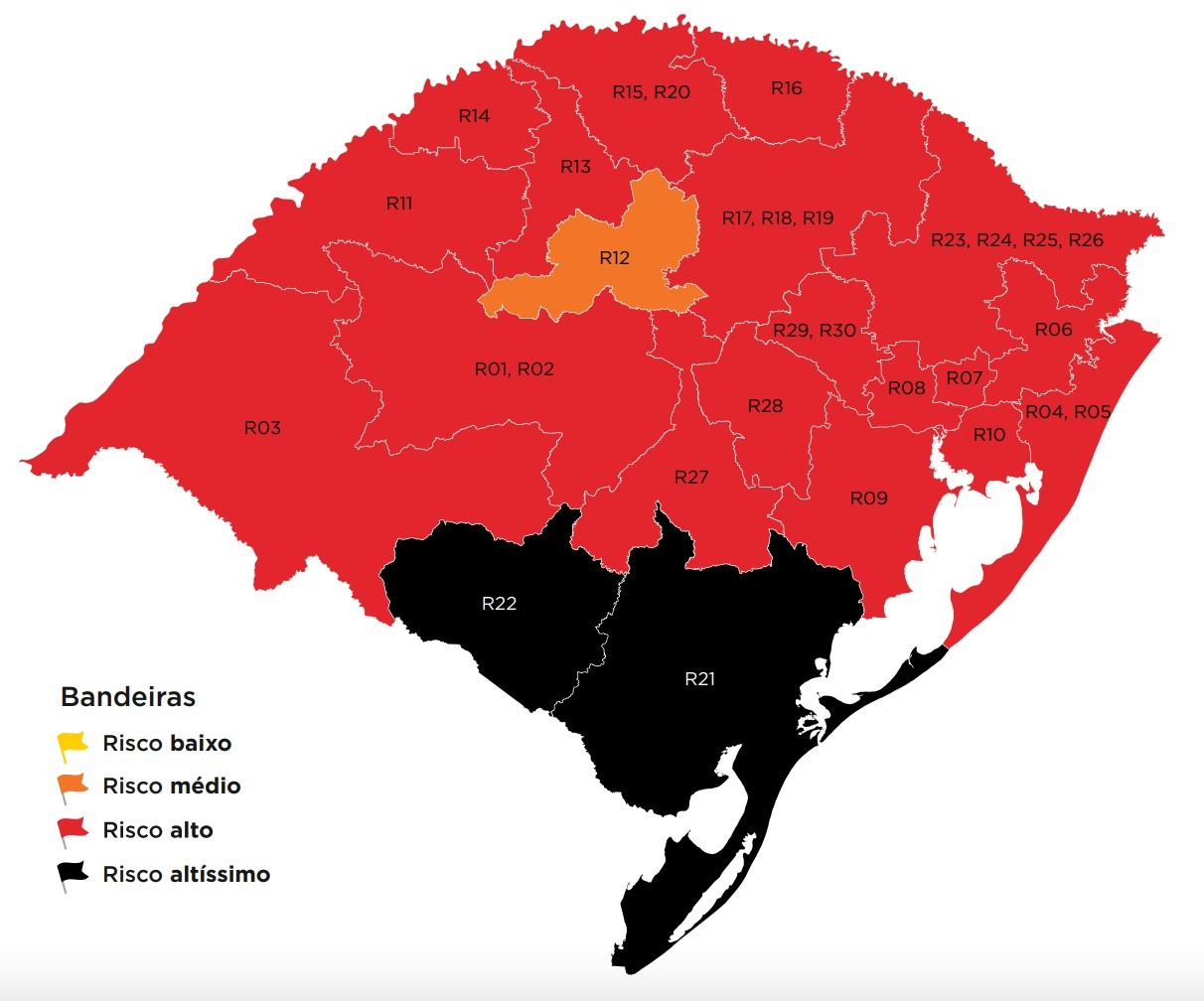 Pela primeira vez, RS tem bandeira preta no mapa do distanciamento ...
