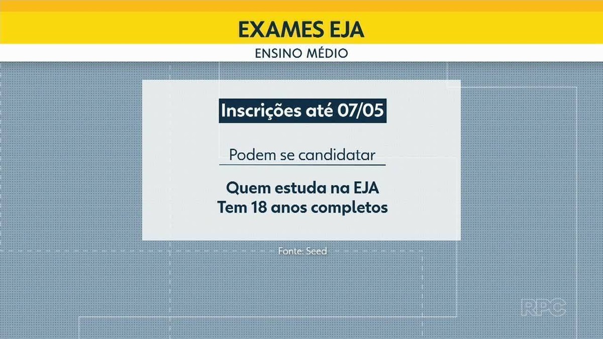 Paraná abre inscrições para exames da EJA do Ensino Médio; veja ...